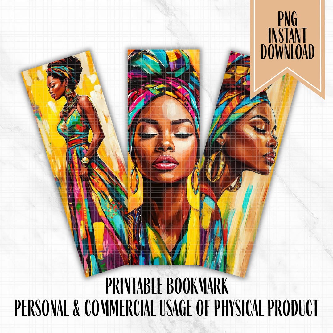 Regal Radiance Bookmark Set | Black Girl Bookmark | Printable Bookmarks ...