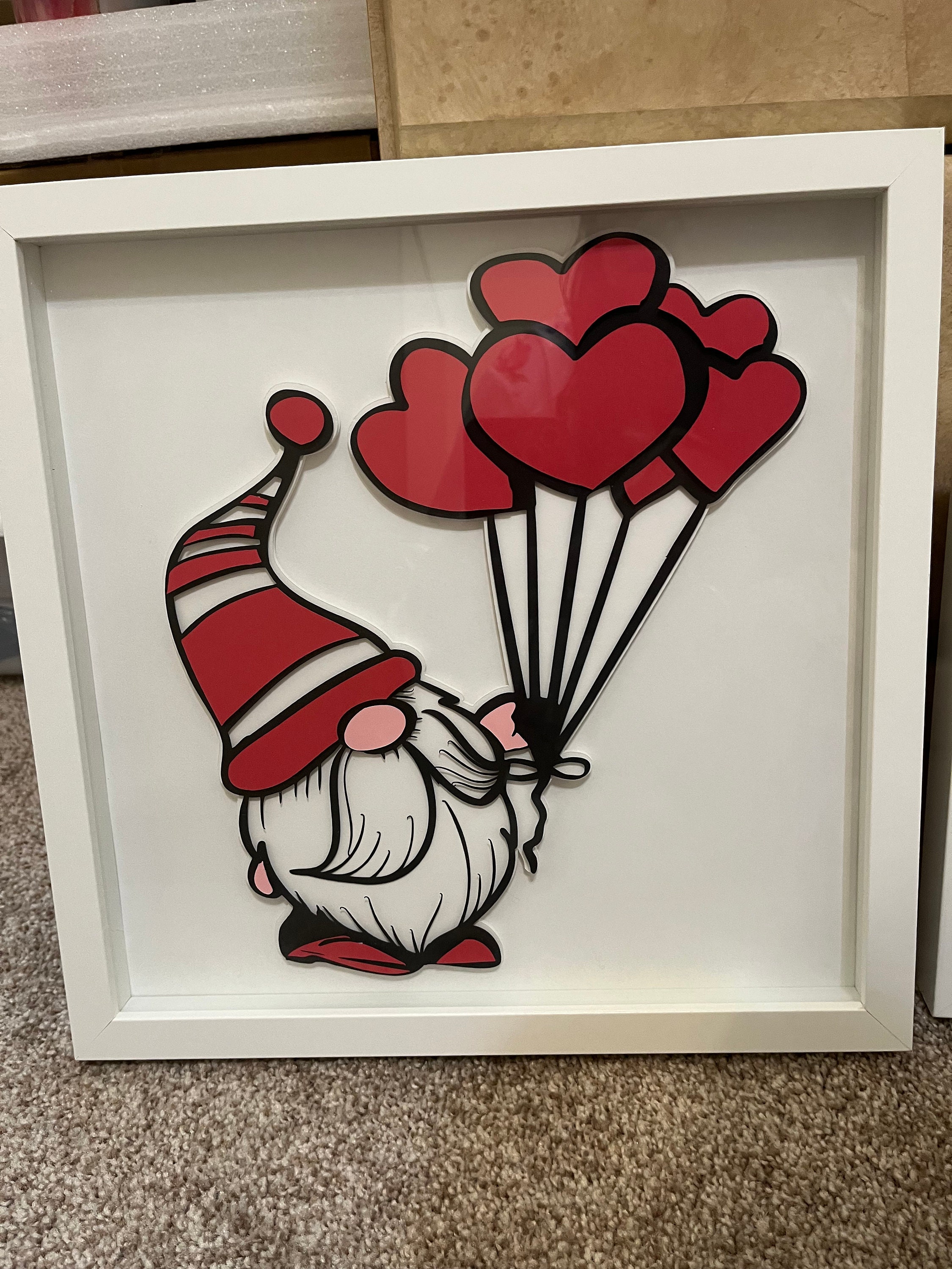 Valentine Gnome in Shadow Box Frame, 3D Gnome Frame, Valentine Gift ...