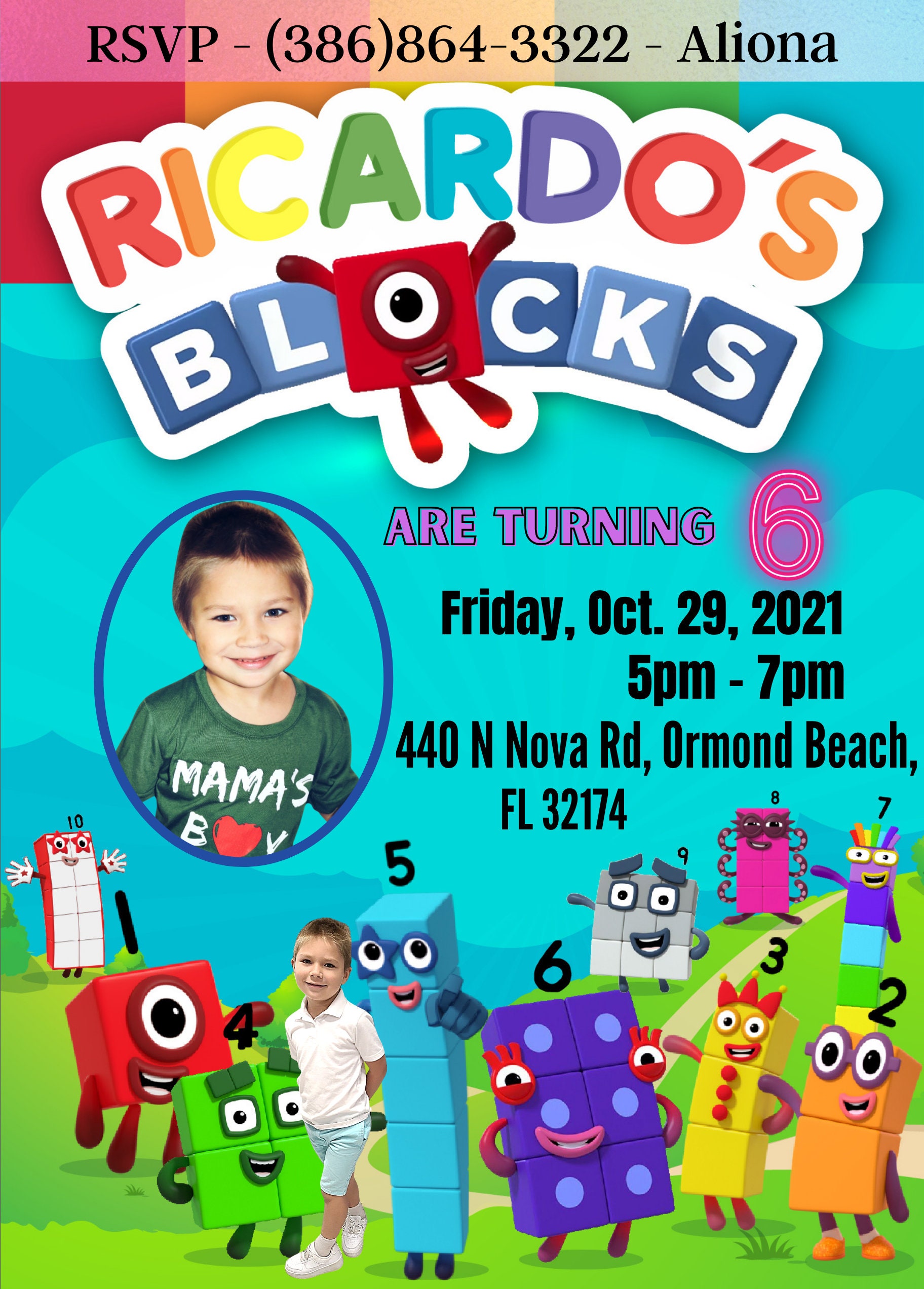Numberblocks Birthday Party Invitation, Boys Birthday, Numberblocks ...