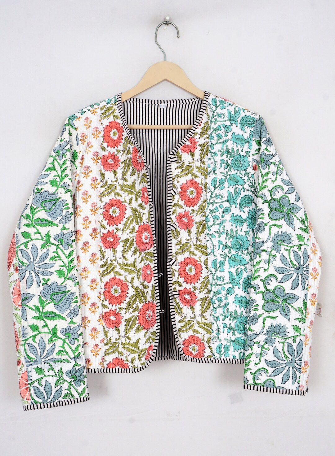 Accosted Multicolored Kantha Stitched Coat Vintage Artisan Design - Etsy