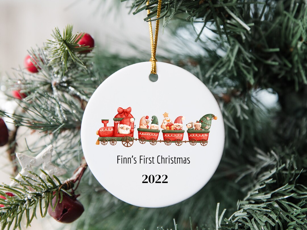 Personalized First Christmas Gnome Train Ornament Custom - Etsy