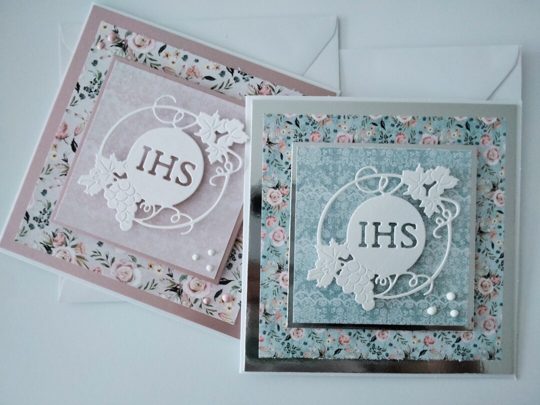 First Holy Communion Card Girl Pink - Etsy