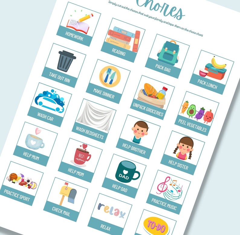 Chore Chart - 60 Chores Available for Kids & Teens With Reward ...