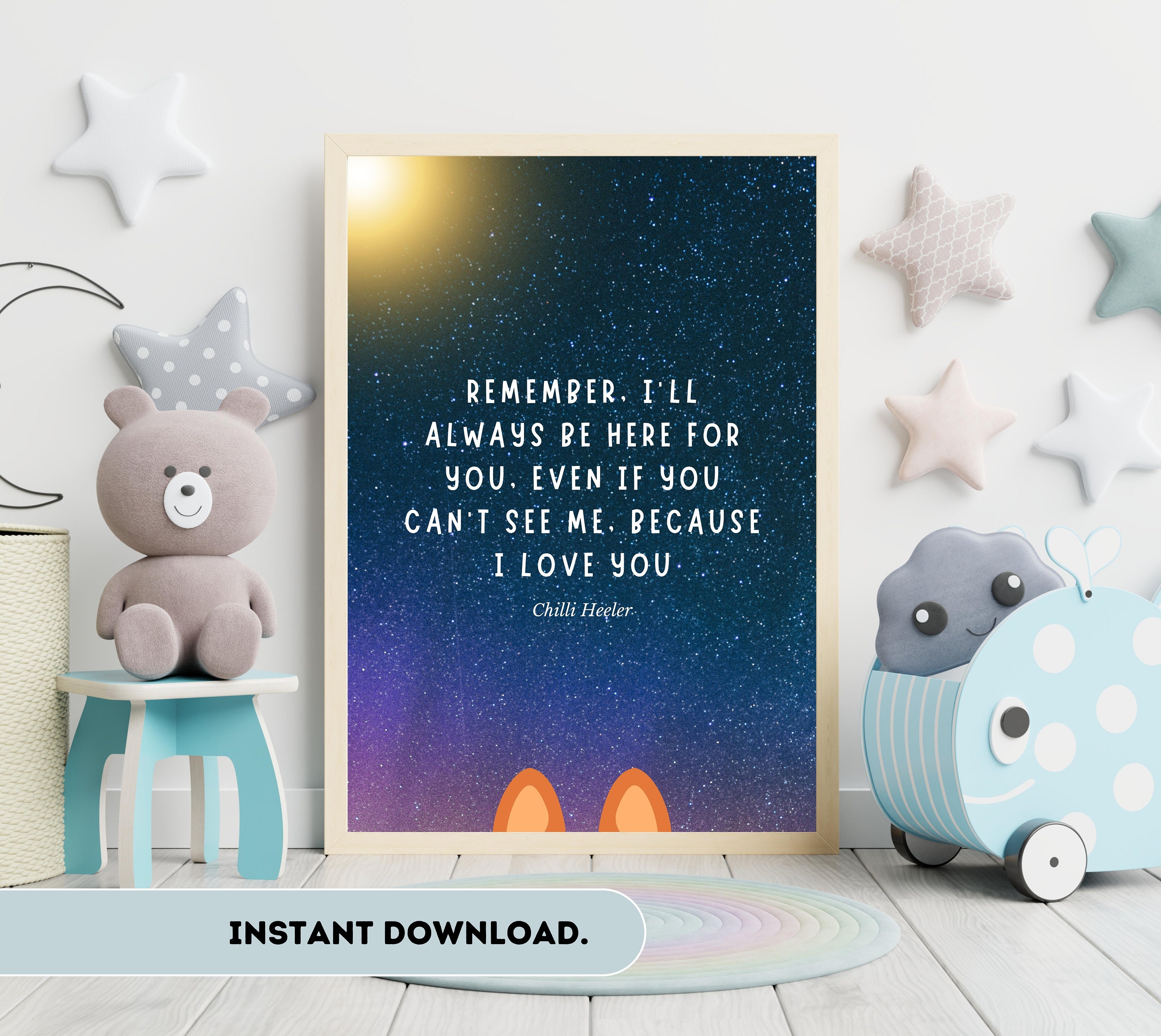 Bluey Sleepytime Chilli Heeler Quote Print - Remember I'll Always Be ...