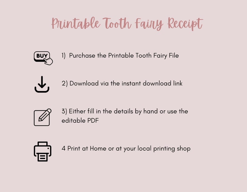 Customisable Tooth Fairy Letter in Pink With Cute Logo, Signature and ...