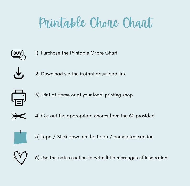 Chore Chart - 60 Chores Available for Kids & Teens With Reward ...