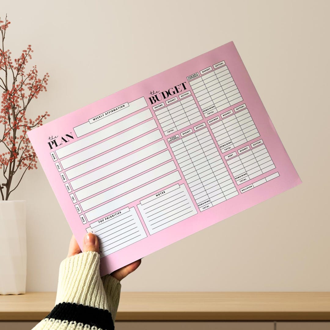 SECONDS A4 Budget and Plan Desk Pad • Pink Colourway • 50 Sheets ...