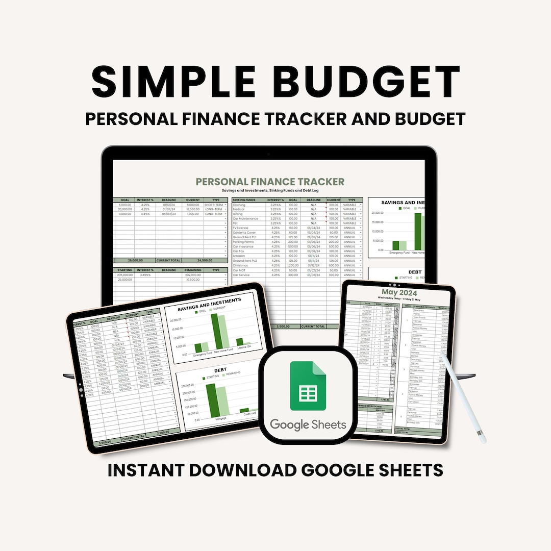 Simple Budget Tracker • Google Sheet's Digital Download • Abundant ...