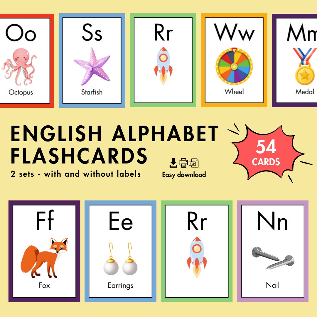 English Alphabet Flashcards ABC Tagalog Digital Printable Nursery ...