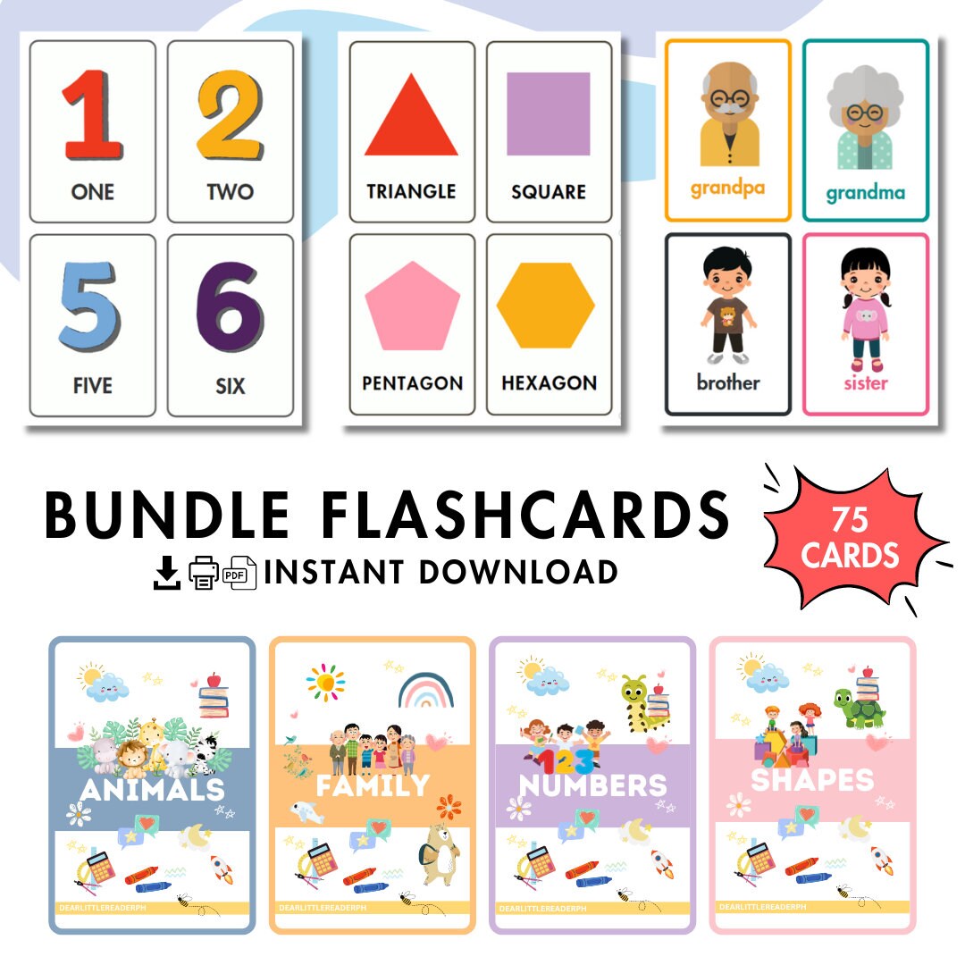 Pre K Educational Flashcards Nursery Printable Bundle for Learning Kids ...