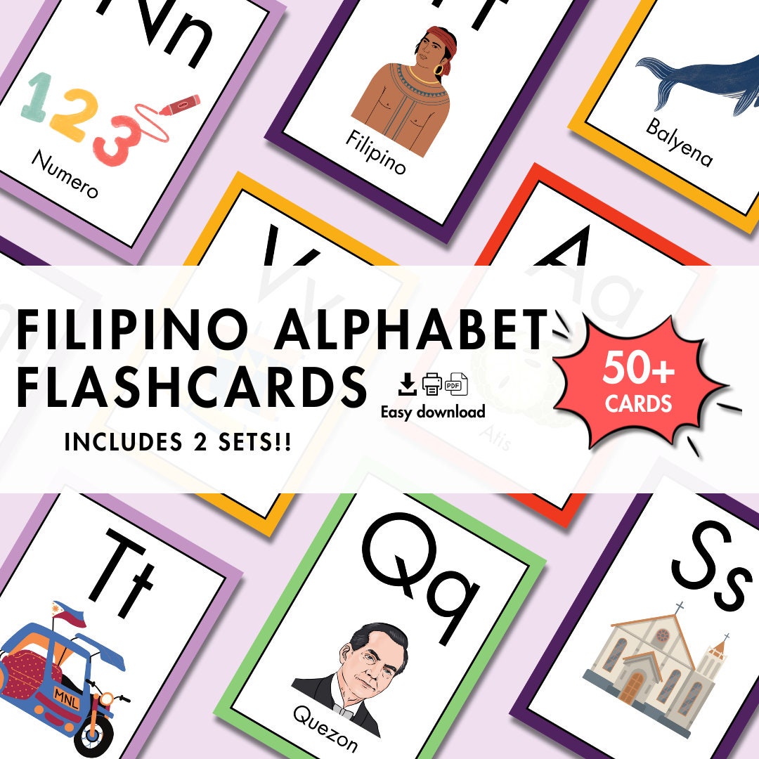 Pre K Educational Filipino ABC Flashcards Nursery Alphabet Printable ...