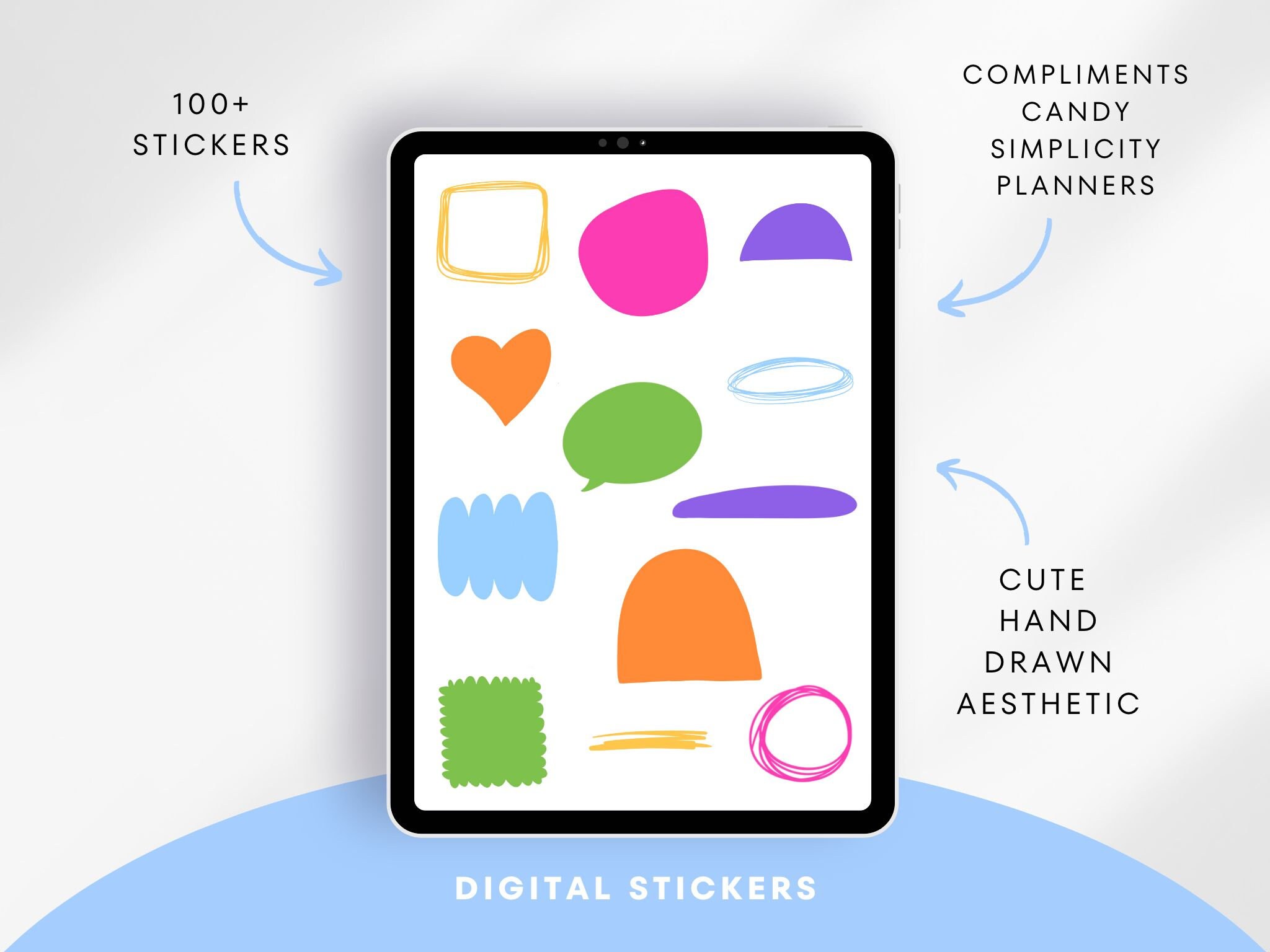 Hand Drawn Digital Stickers (candy) | Basic Shape Stickers | Hand Drawn ...