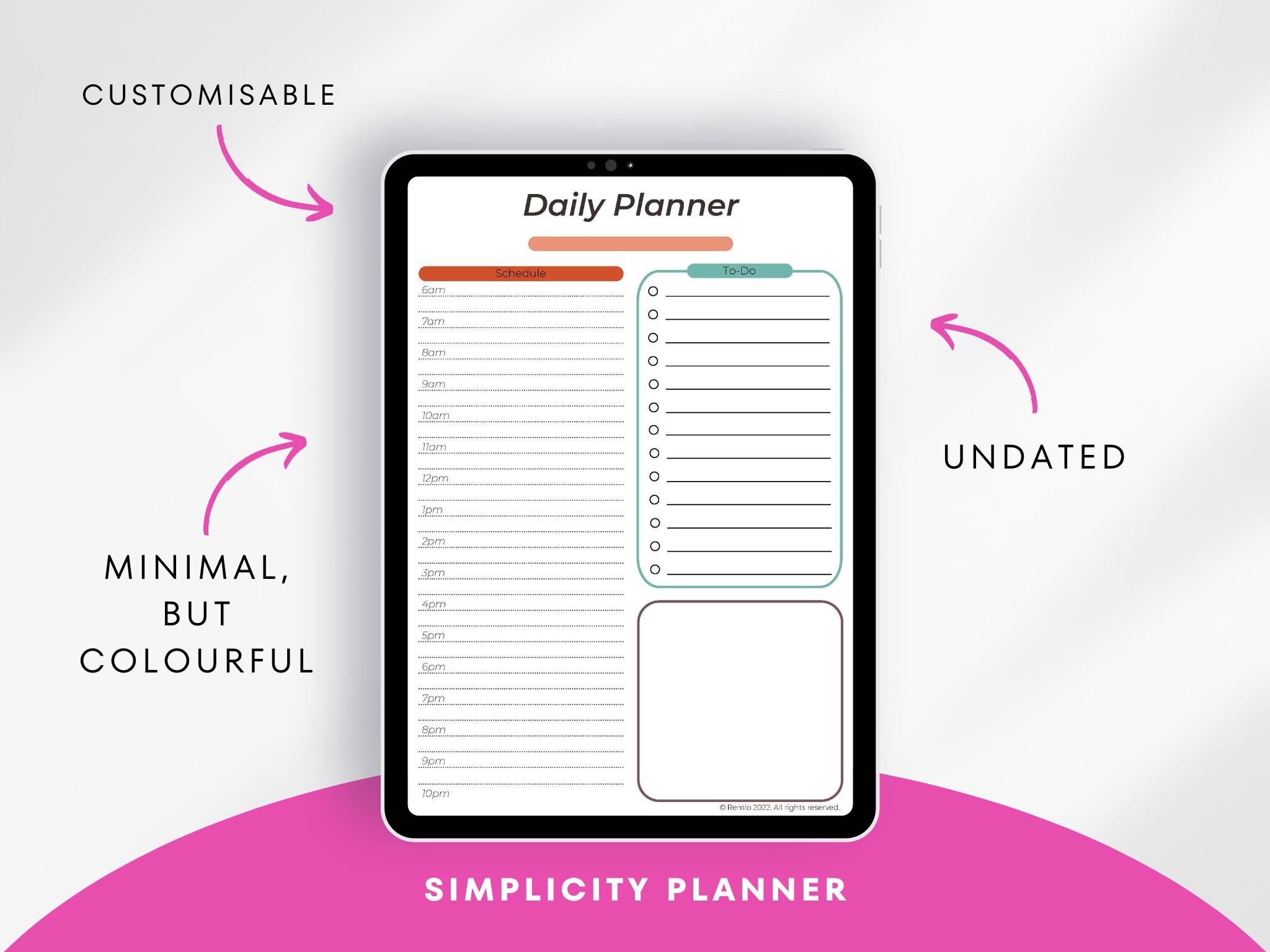 2025 Undated Simple Daily Digital Planner (retro) | Minimal Planner ...