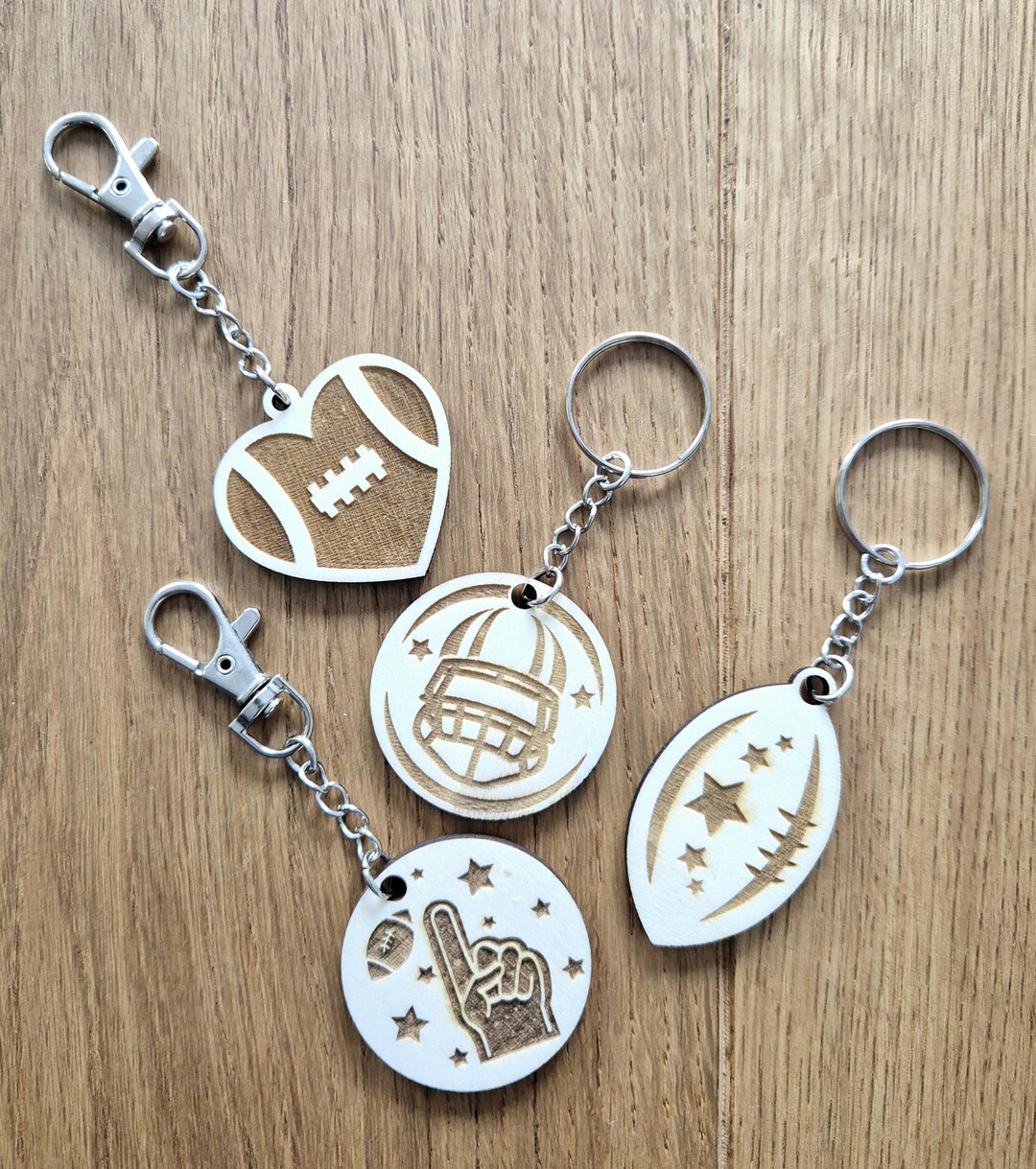 Keychain Wood, Football, NFL, American Football, Keychain Personalized ...