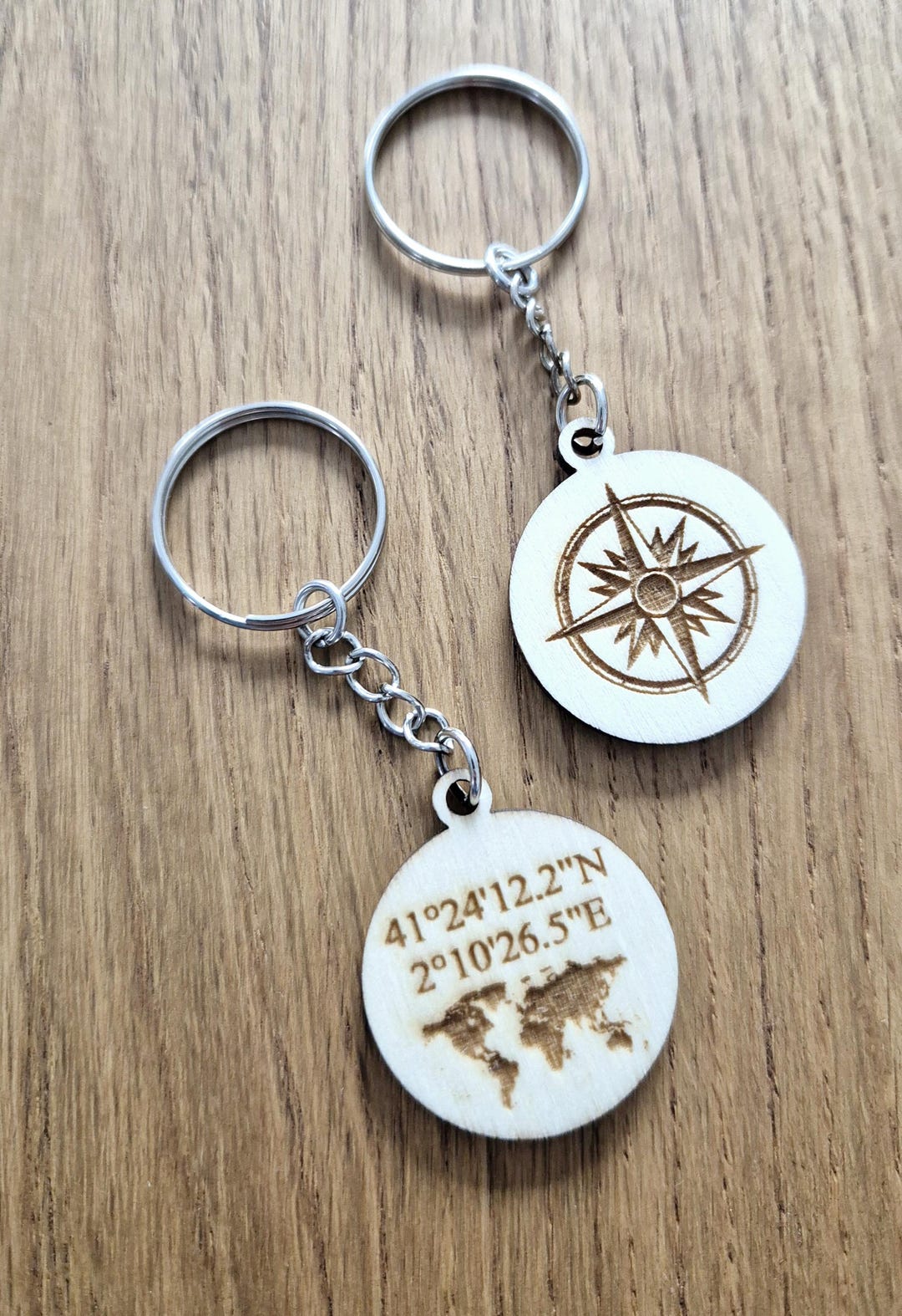 Wooden Keychain, Coordinates, World Map, World Travel, Globetrotter ...