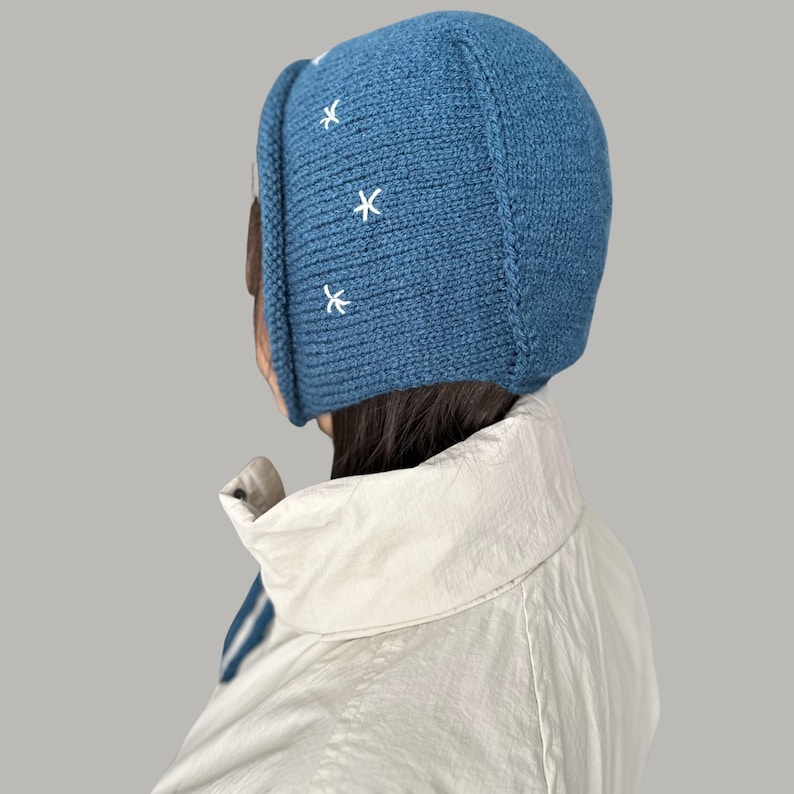 Hand Knitted Tie Bonnet, Handmade Winter Warm Hat, Crochet Balaclava ...