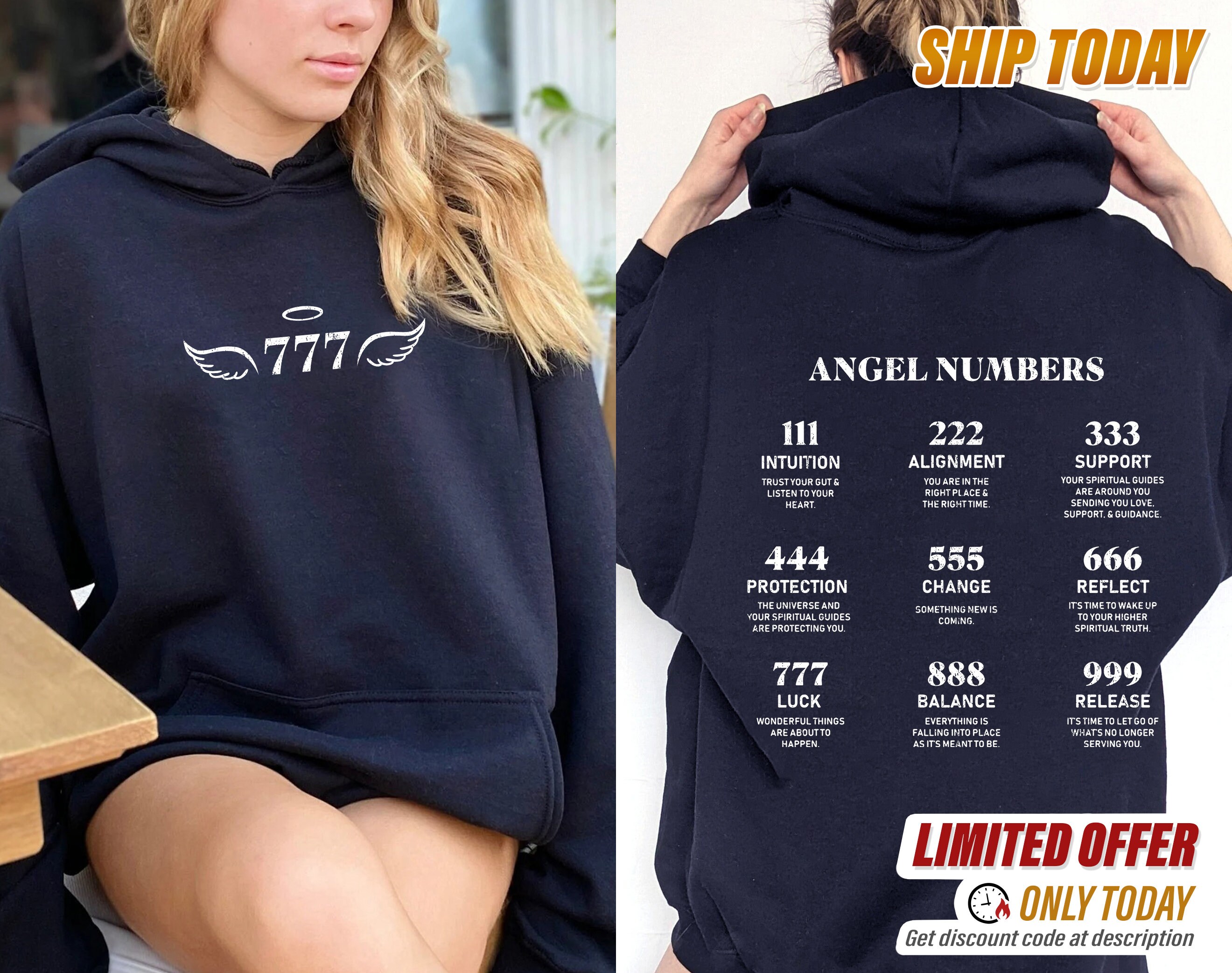 Angel Numbers Chart SVG - Angel Number Hoodie Design, Angel Wing, Lucky ...
