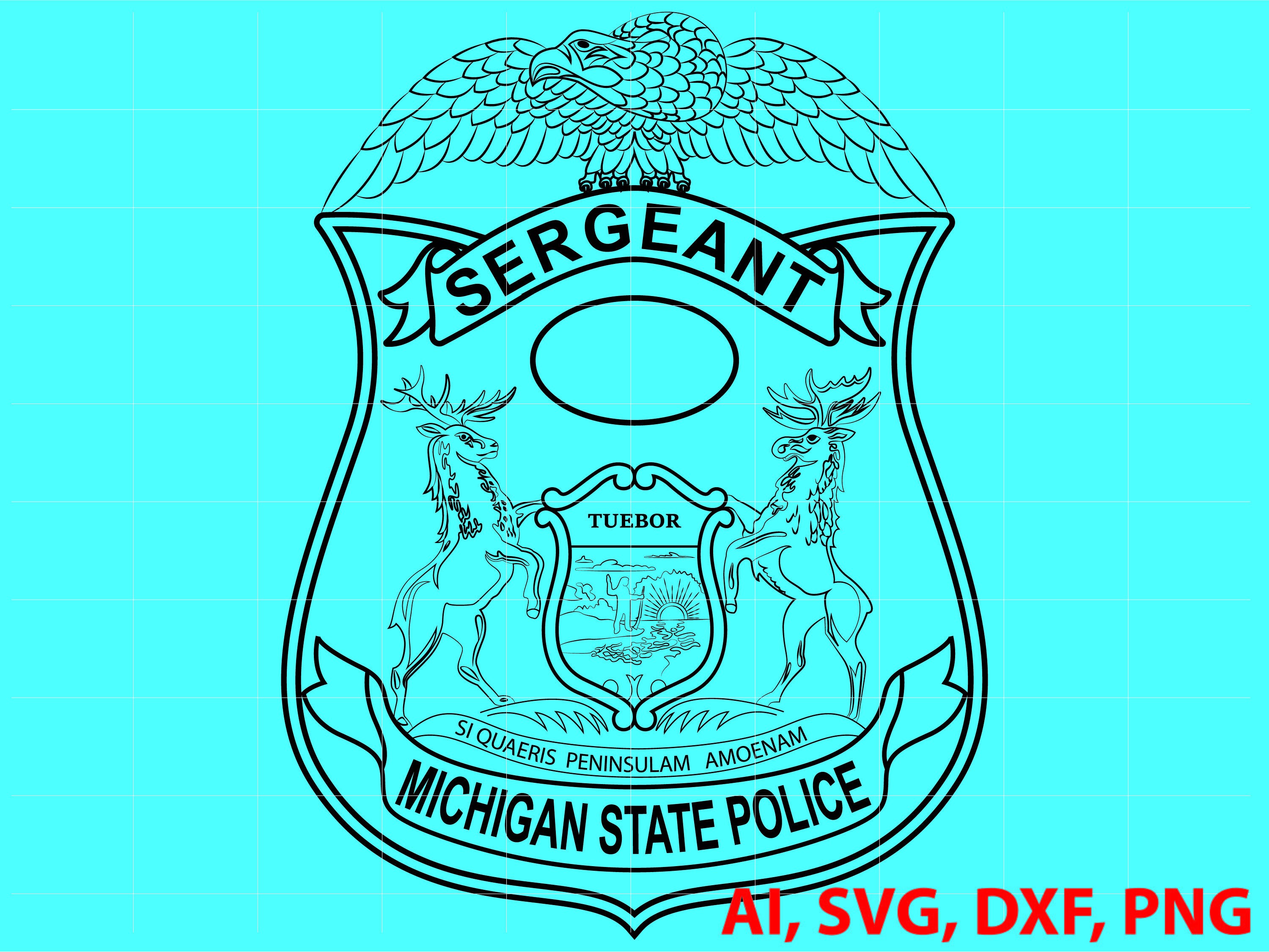 Michigan State Police Sergeant Badge Custom, Ai, Vector, SVG, DXF, PNG ...