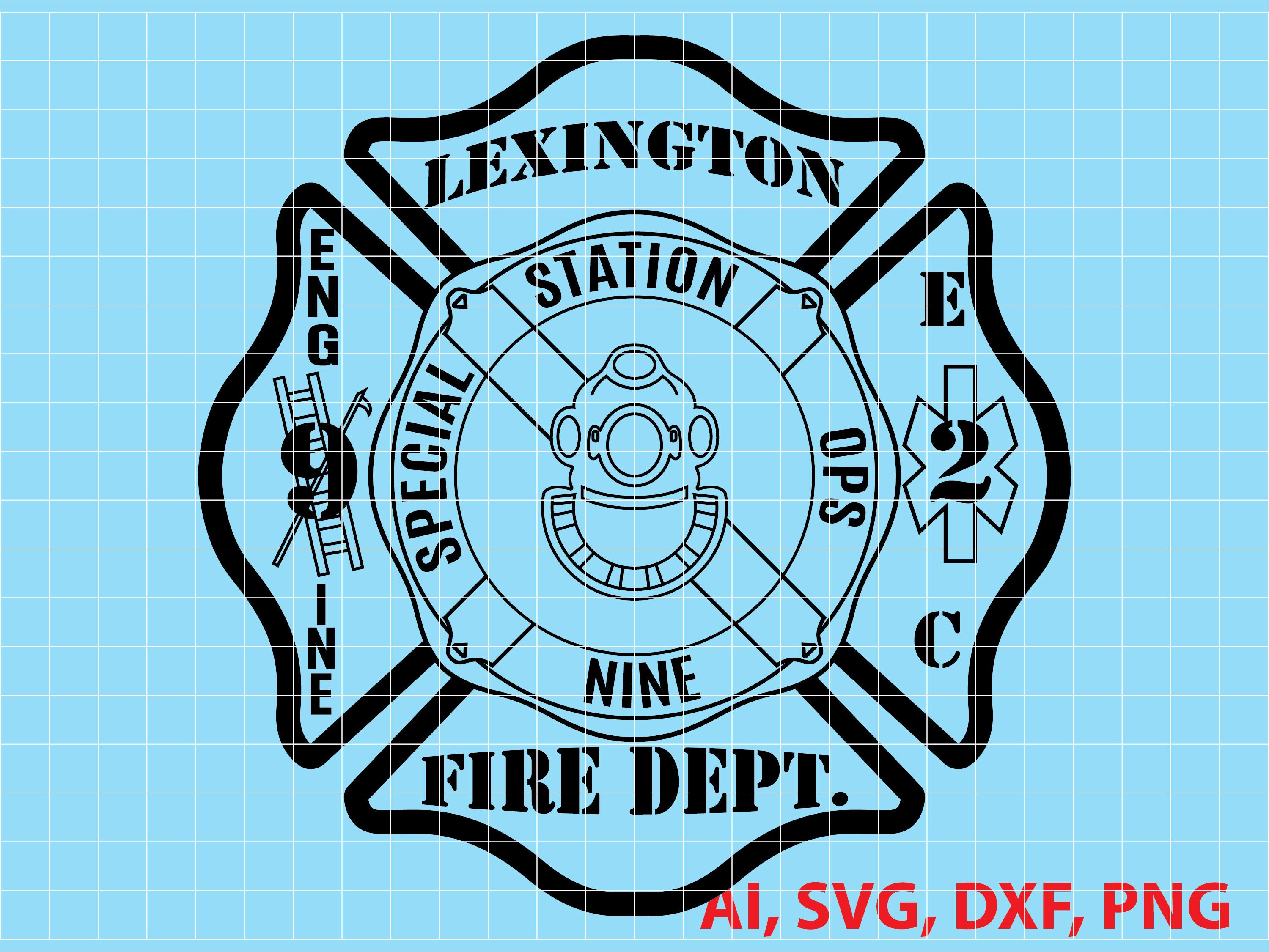 Lexington Fire Dept. Badge Logo Seal Custom Ai Vector | Etsy