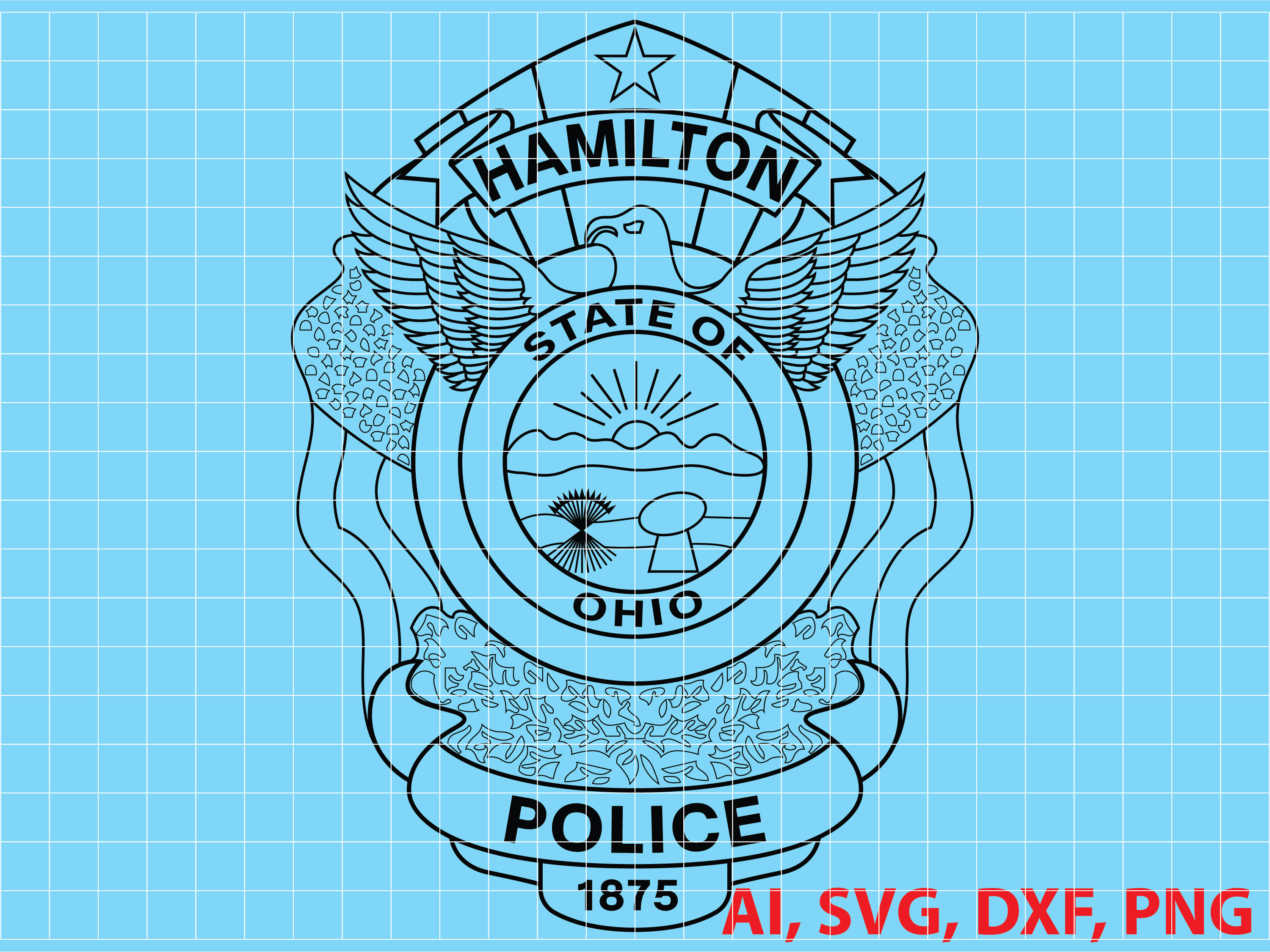 State of Ohio Hamilton Police Logo Seal Badge Custom Ai | Etsy
