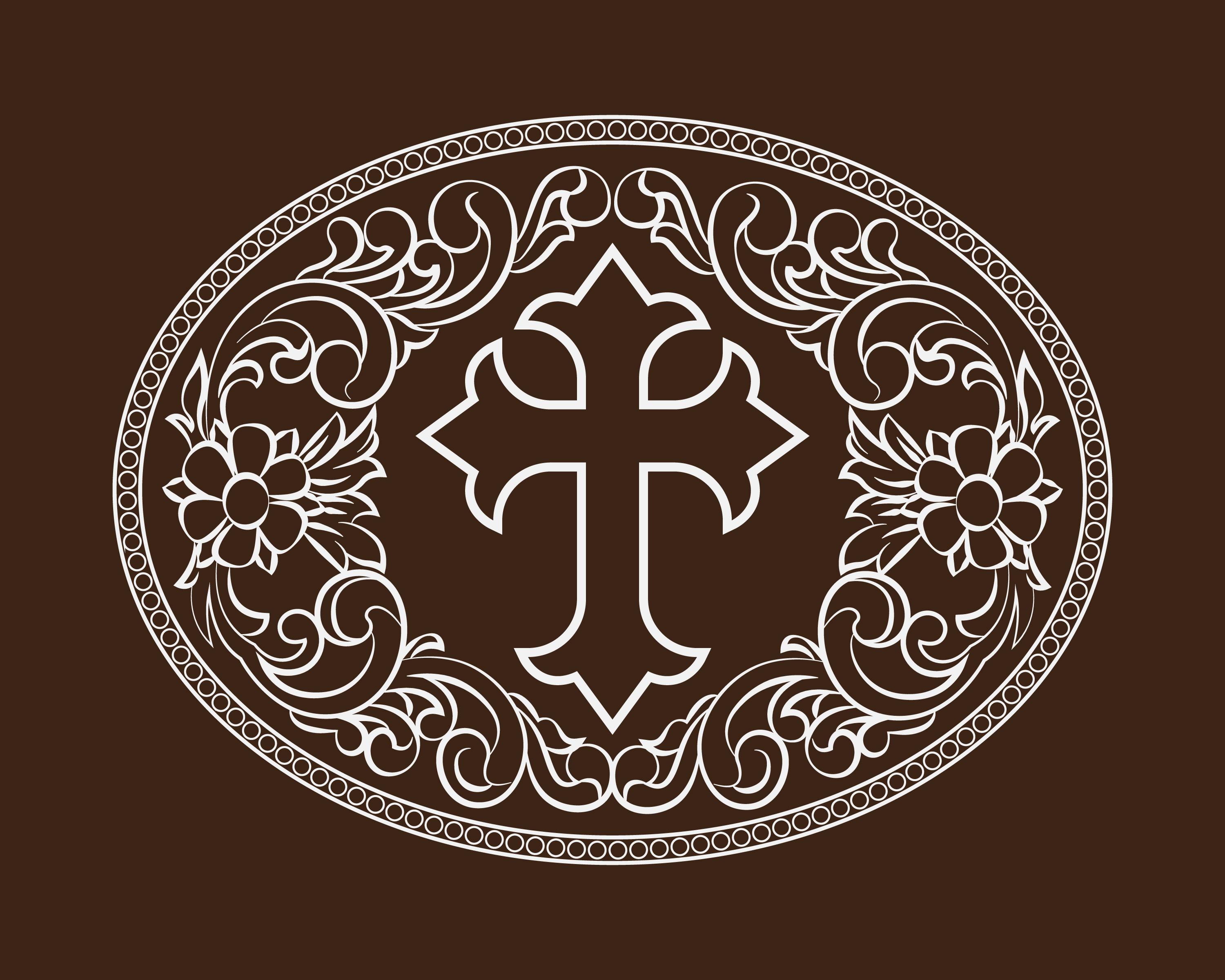 Western Scrollwork Cross Belt Buckle Engraving File (svg, Dxf, Png, Ai ...