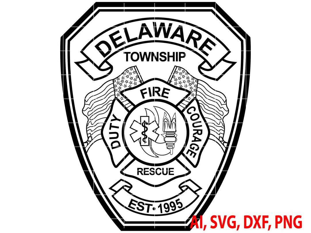 Delaware Township Fire Resque Badge, Logo, Seal, Custom, Ai, Vector ...