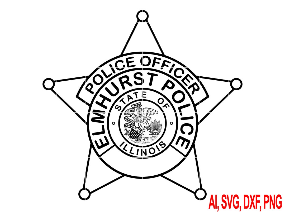 Illinois Elmhurst Police Officer Badge Vector Art, Ai,svg, DXF, PNG ...