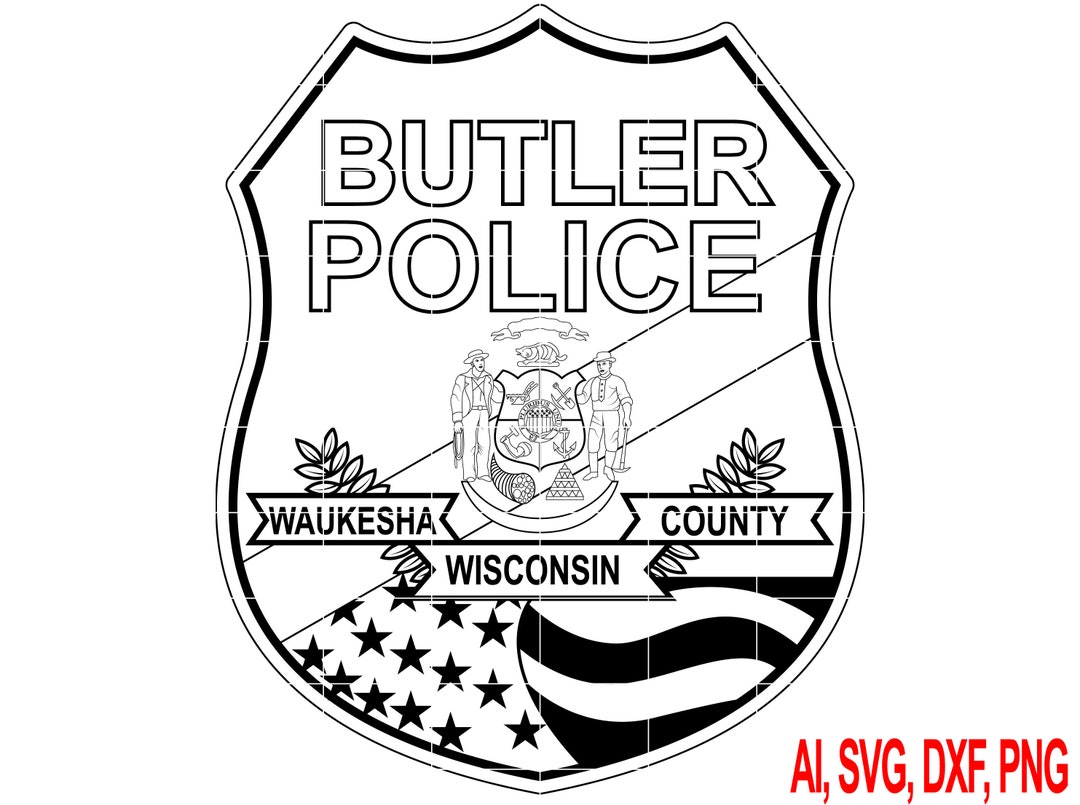 Butler Police Badge Vector Art, Ai,svg, DXF, PNG, Digital Files - Etsy