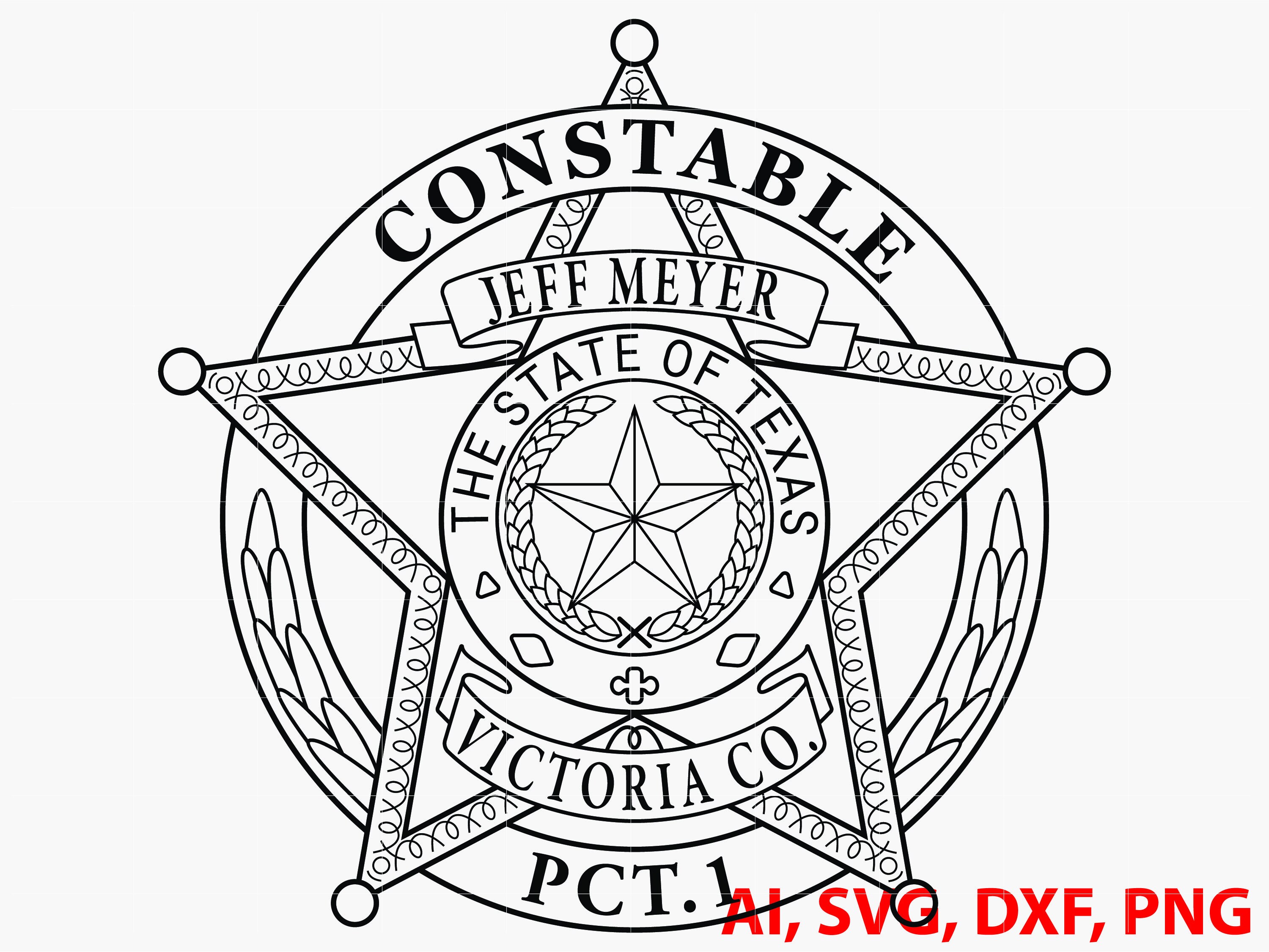 State of Texas Victoria Co. Jeff Meyer Constable Badge Logo - Etsy