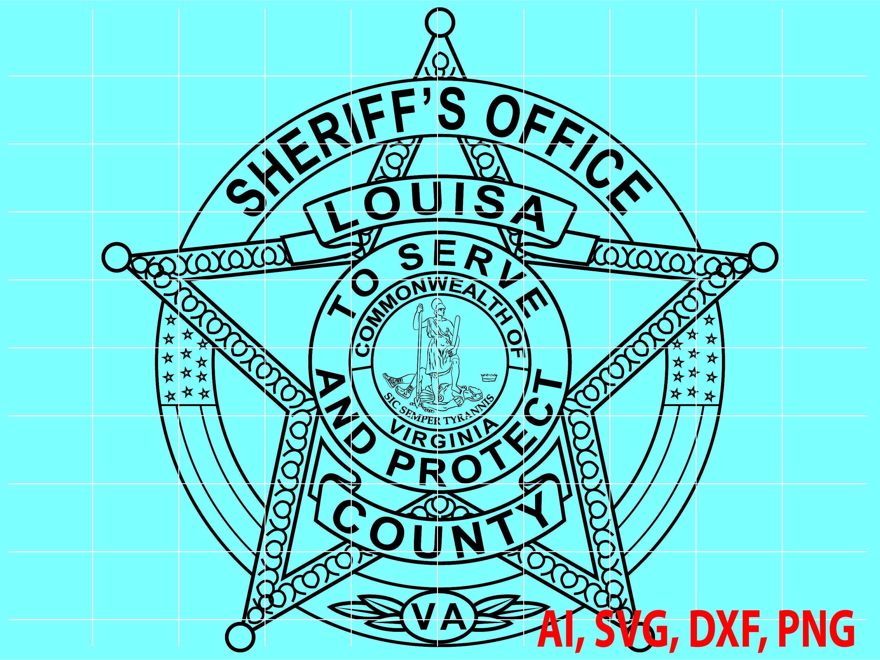 Louisa County Sheriff Badge Logo Seal Custom Ai Vector - Etsy