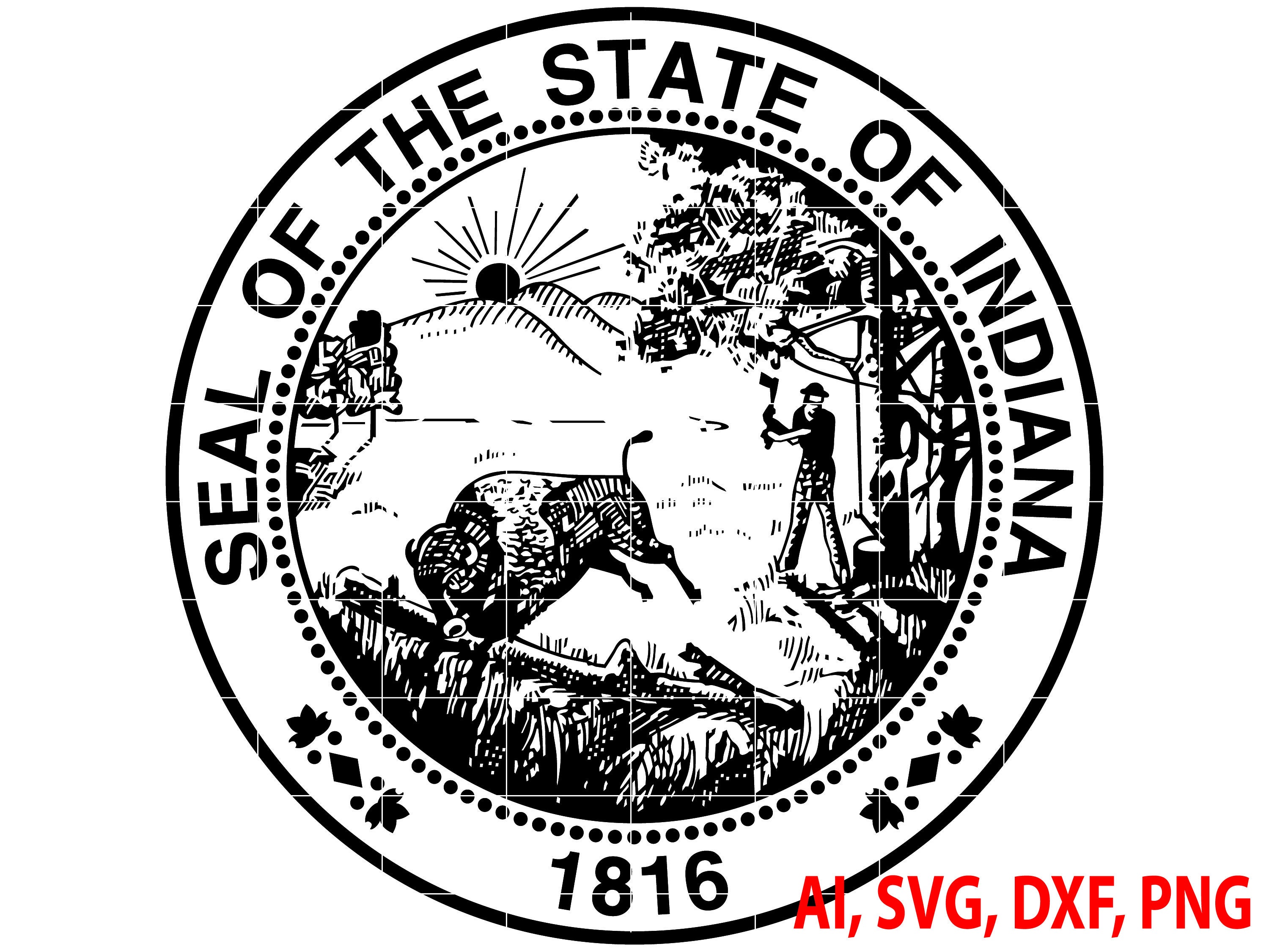 Svg Great Seal of the State of Indiana Badge, Logo, Seal, Custom, Ai ...