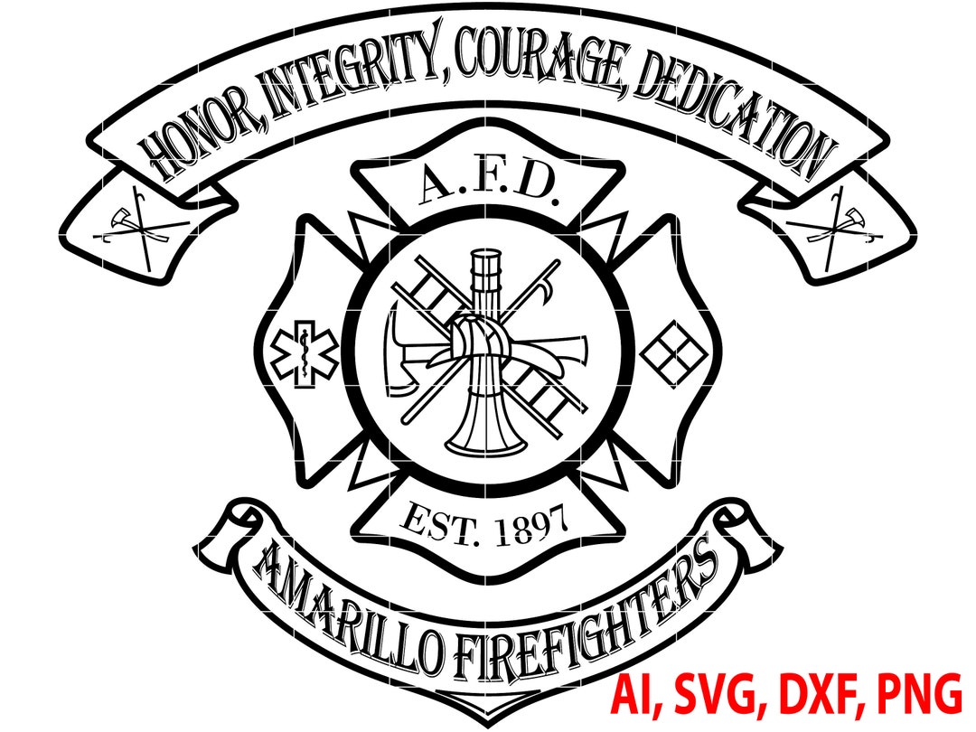 Amarillo Firefighters Badge, Logo, Seal, Custom, Ai, Vector, SVG, DXF ...