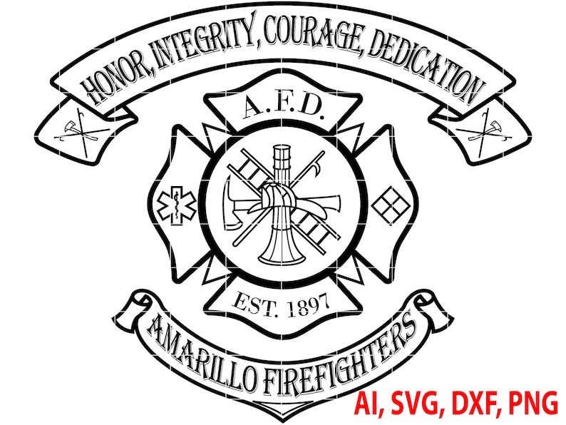 Amarillo Firefighters Badge Logo Seal Custom Ai Vector - Etsy