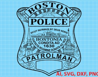 Boston Police Badge SVG - Etsy