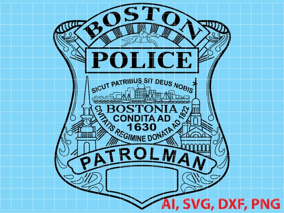 Boston Patrolman Police Badge Logo Seal Custom Ai Vector - Etsy