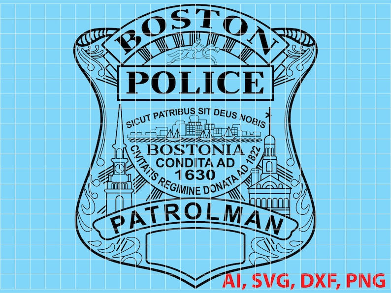 Boston Patrolman Police Badge, Logo, Seal, Custom, Ai, Vector, SVG, DXF ...