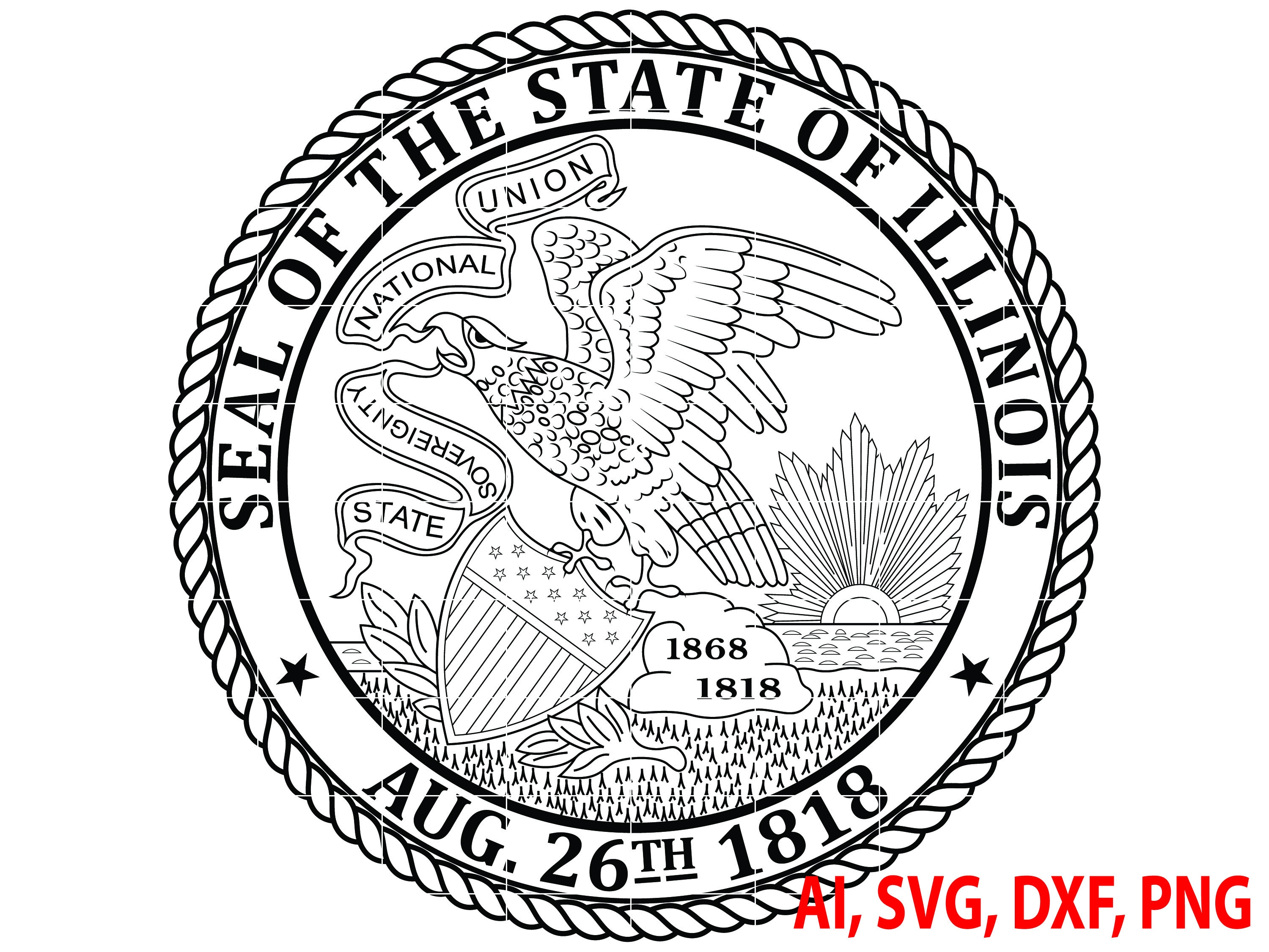 Great Seal of the State of Illinois Badge, Logo, Seal, Custom, Ai ...