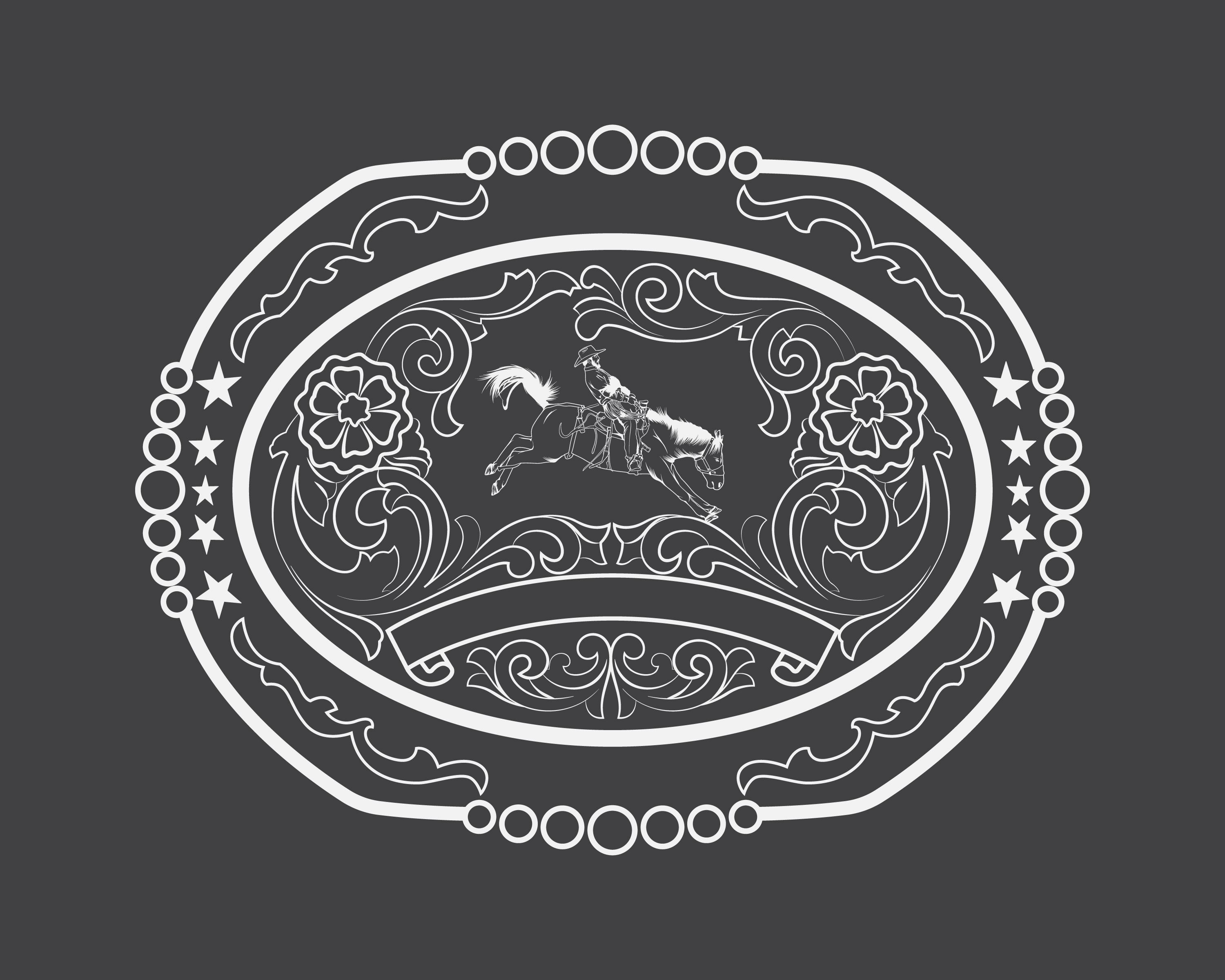 Cowboy Belt Buckle Engraving Design, Scrollwork Vector File (digital ...
