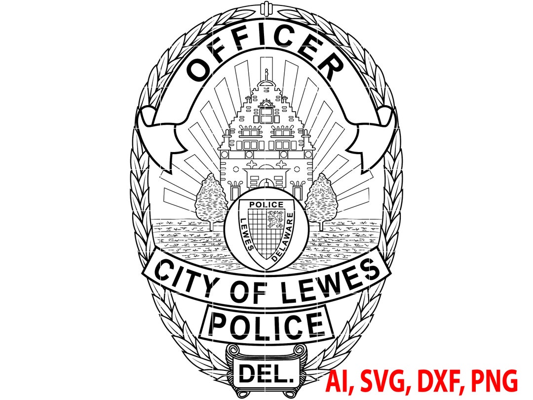 Police Badge, City of Lewes Police Officer Badge Custom, Ai, Vector ...