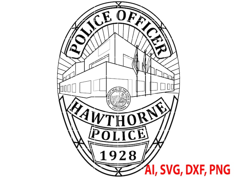 Hawthorne Police Officer Badge Logo Seal Custom Ai - Etsy