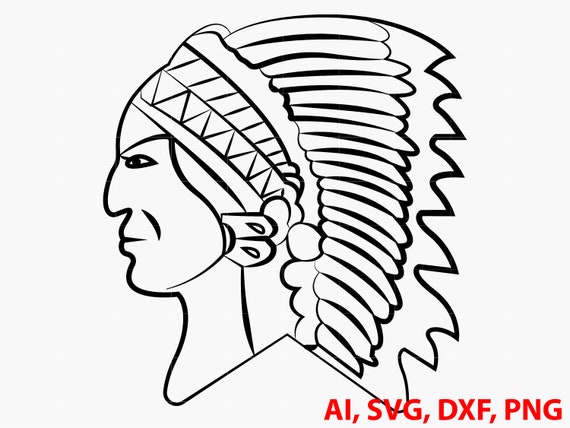 Red Indian Vector Artsvg Digital Vector Outline Custom | Etsy