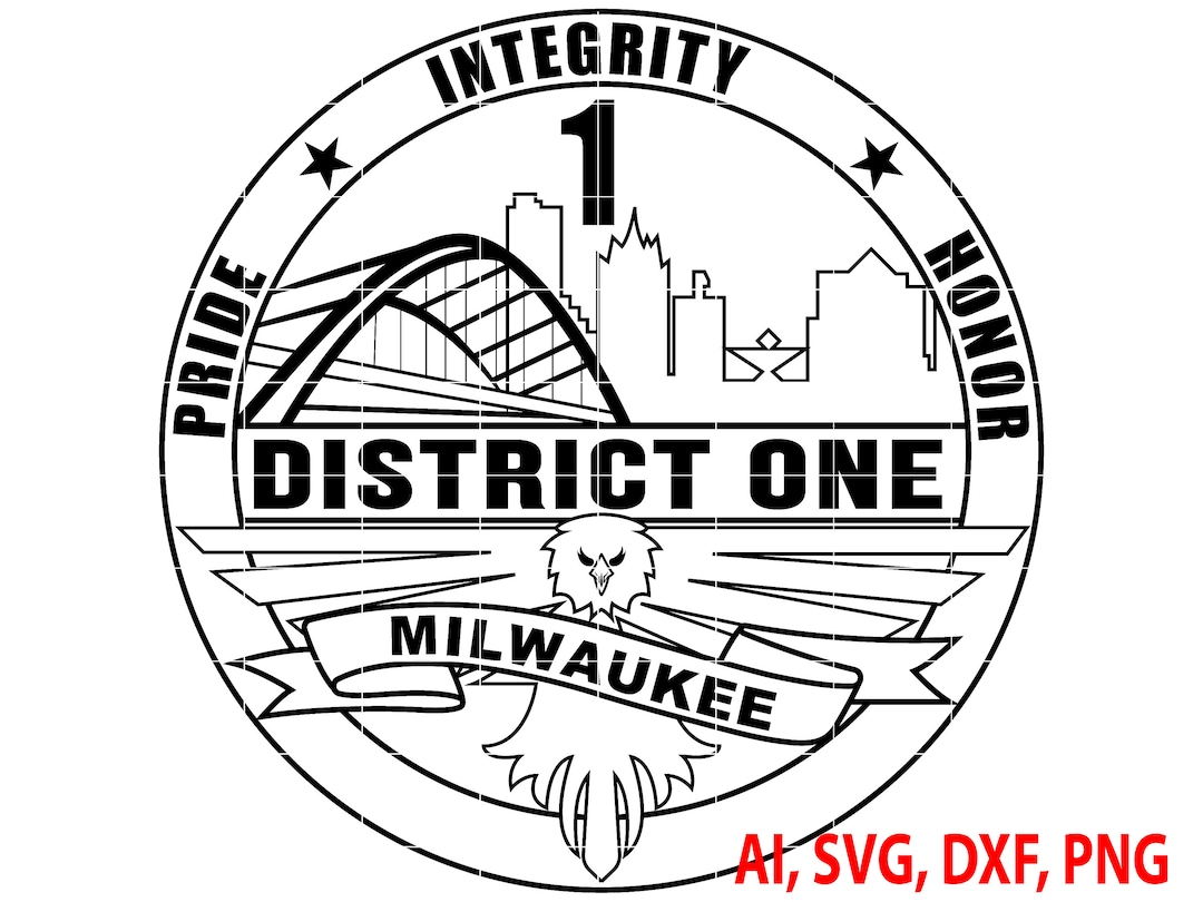 Milwaukee Police District One Badge, Logo, Seal, Custom, Ai, Vector ...