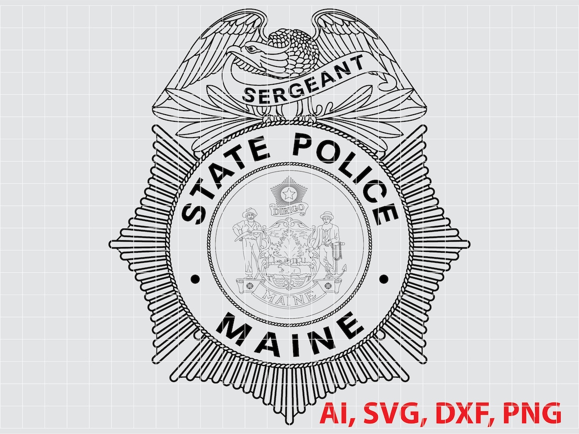 State of Maine Police Logo Badge Seal Custom Ai Vector | Etsy