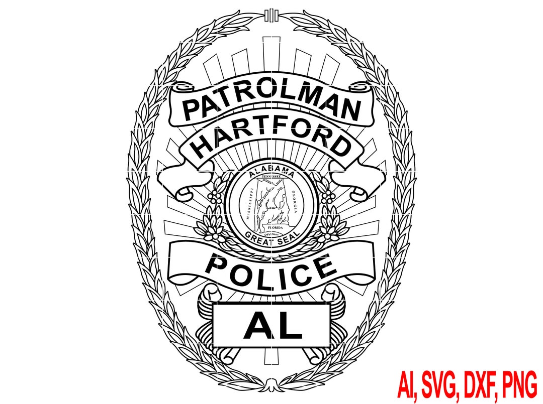 Alabama Hartford Police Patrolman Badge Vector Art, Ai,svg, DXF, PNG ...