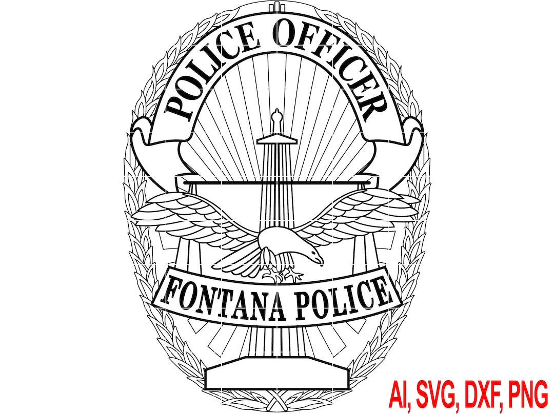 Fontana Police Officer Badge Custom Vector Line Art Svg/dxf Files for ...