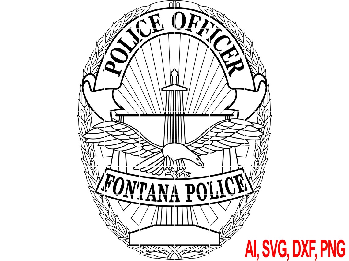 Fontana Police Officer Badge Custom Vector Line Art Svg/dxf Files for ...