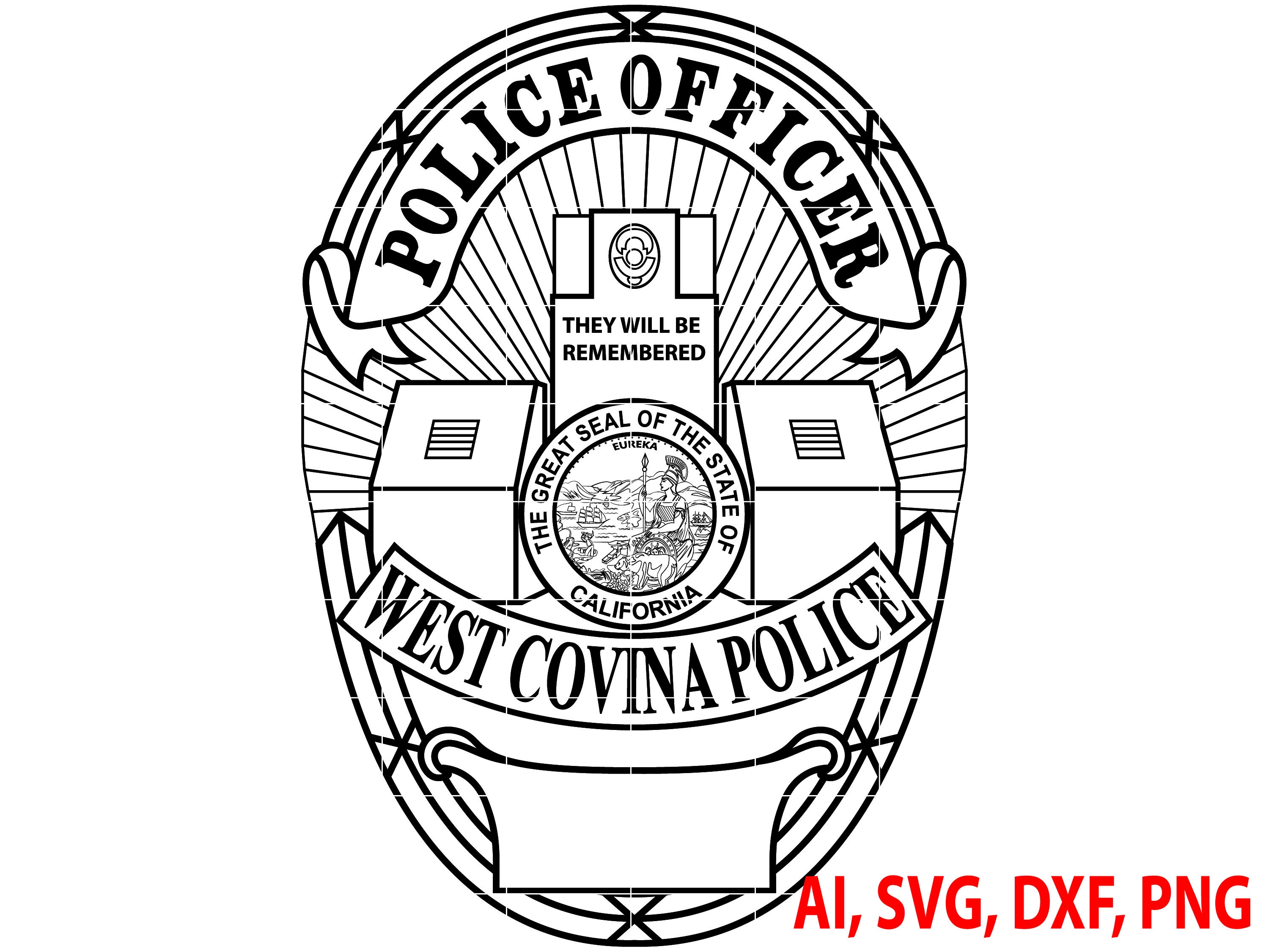 West Covina Police Badge Vector Logo (digital) - Etsy