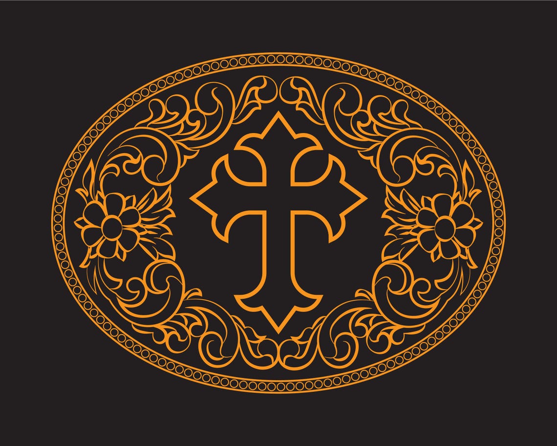 Western Scrollwork Cross Belt Buckle Engraving File (svg, Dxf, Png, Ai ...