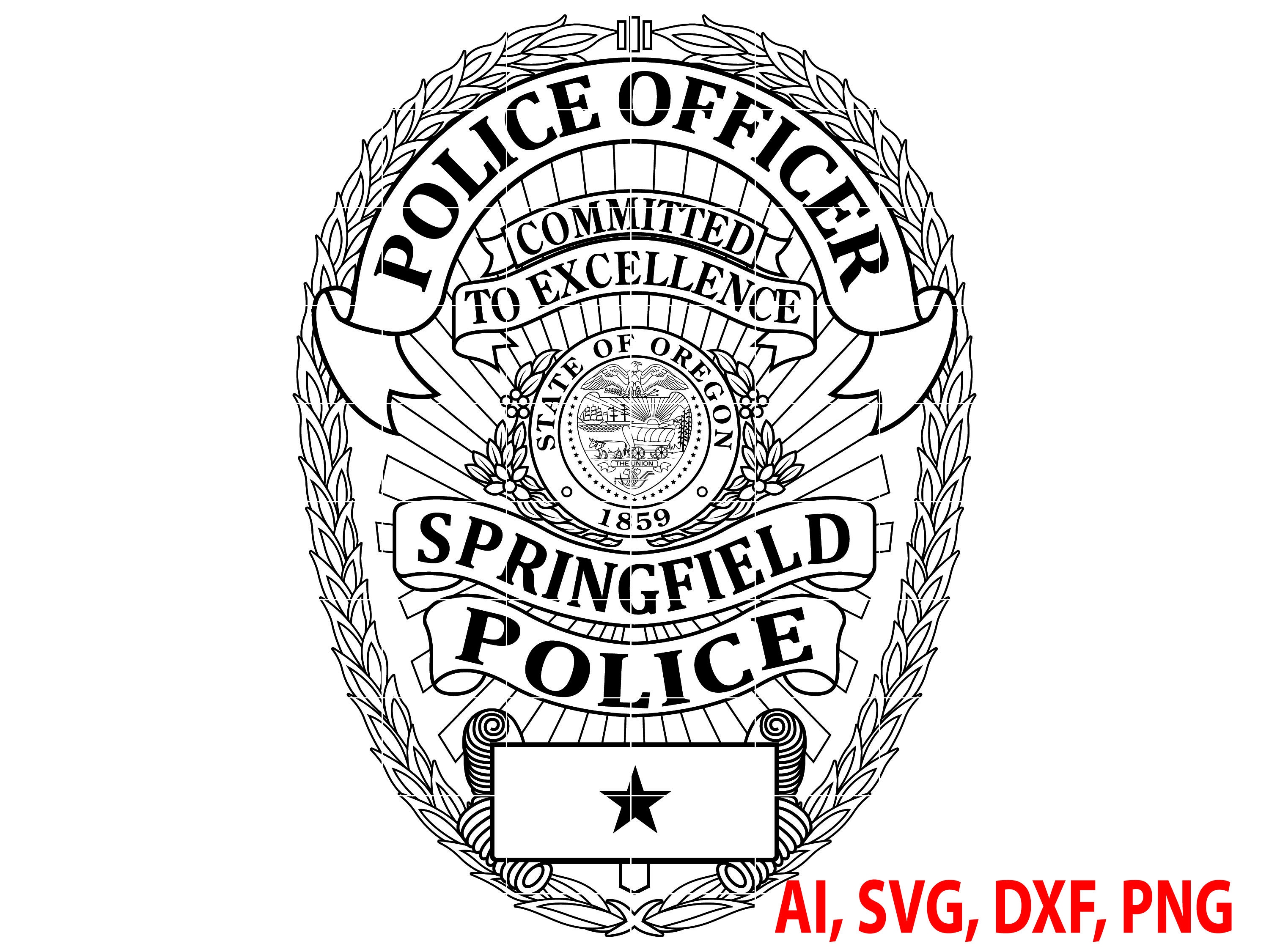 Springfield Police Officer Badge, Logo, Seal, Custom, Ai, Vector, SVG ...