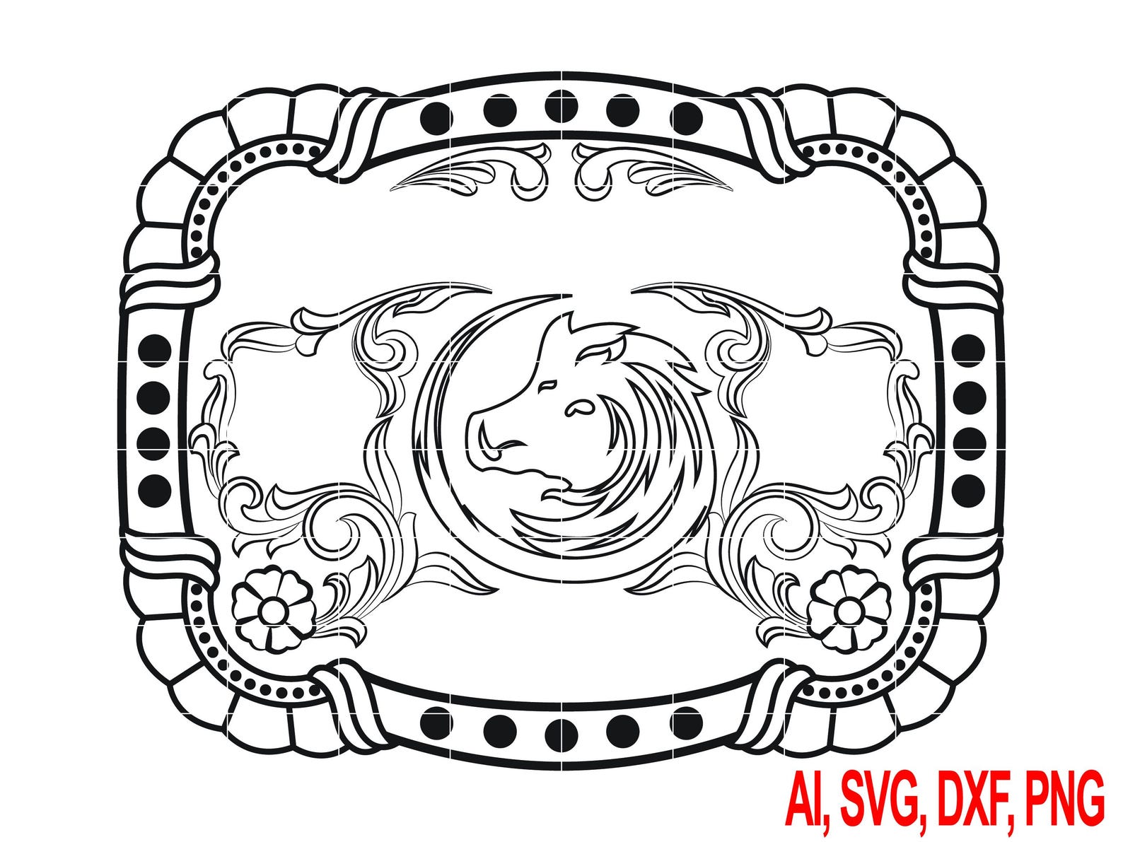 Cowboy Belt Buckle Vector Design | Western Engraving Svg Dxf Png Ai ...